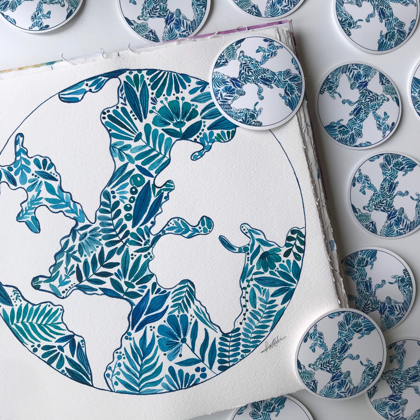 Plant World Map Stickers- Waterproof Sticker - Watercolor Waterproof ...
