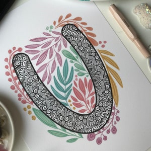 Mandala U With Plant Doodle - Etsy