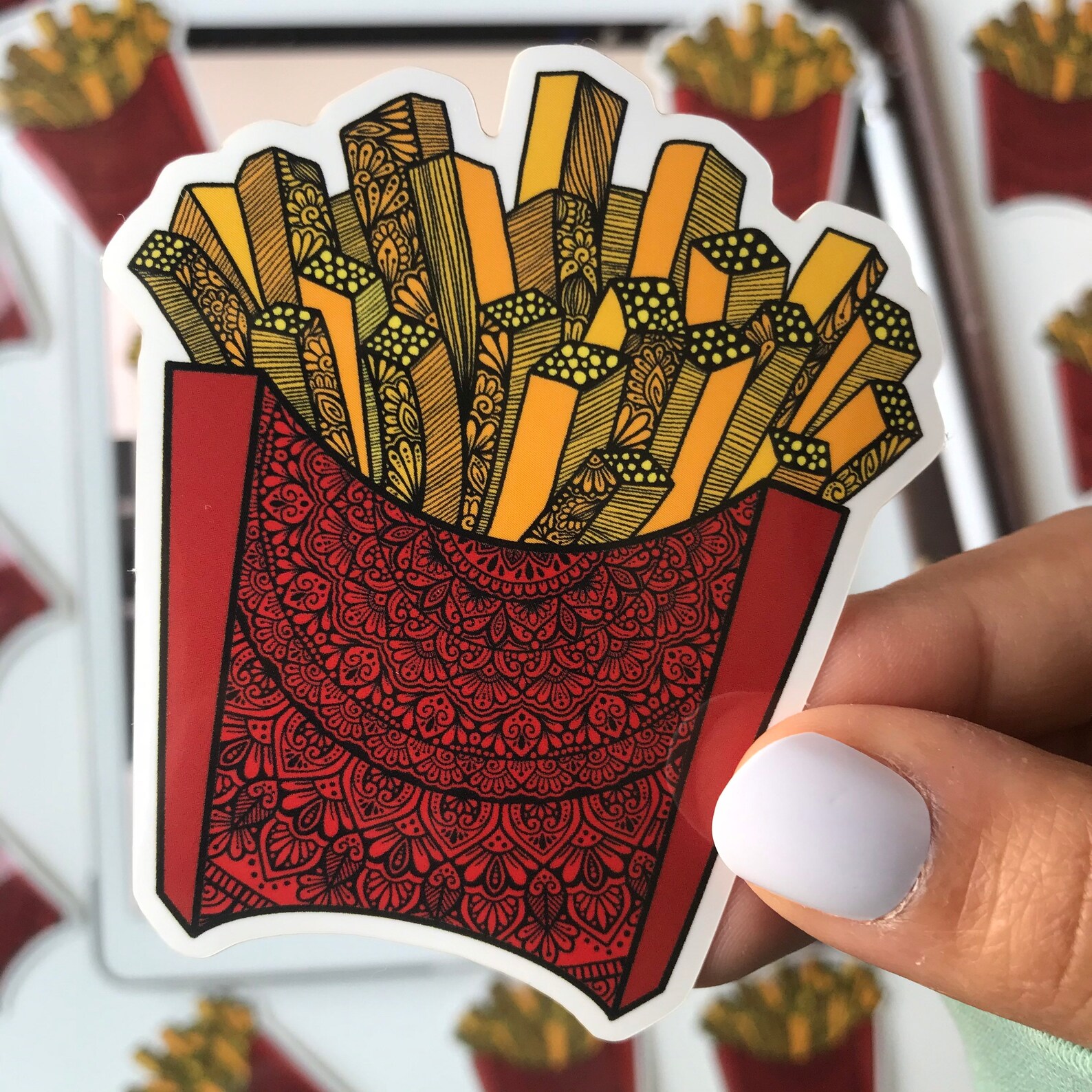 Mandala Fries Waterproof Stickers French Fries Waterproof - Etsy