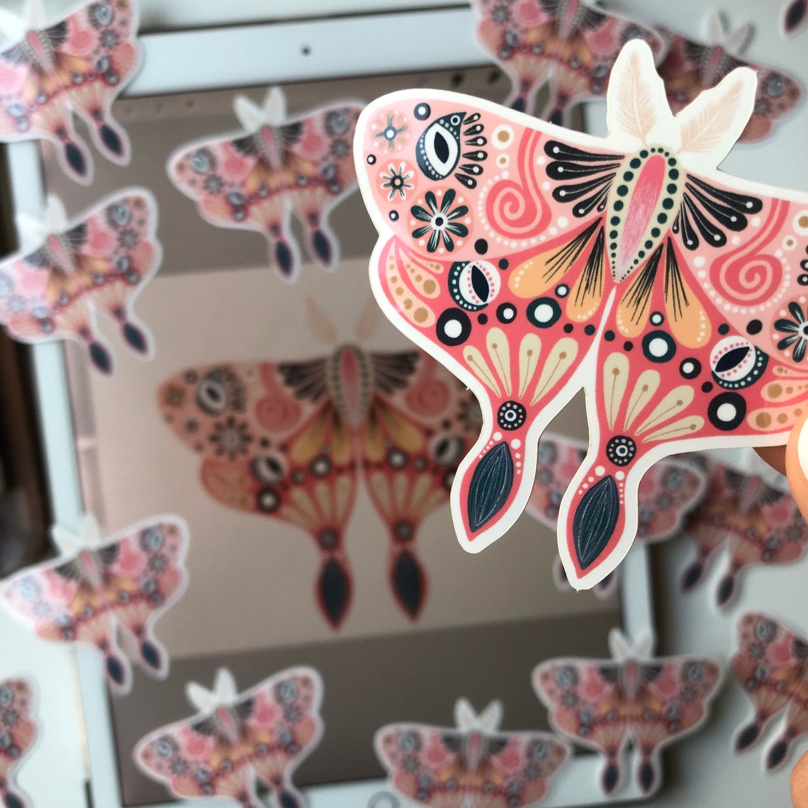 Cute folk moth waterproof sticker | Etsy