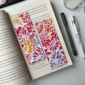 Rainbow Watercolor Plant Doodle Bookmark - Watercolor Bookmark - Etsy