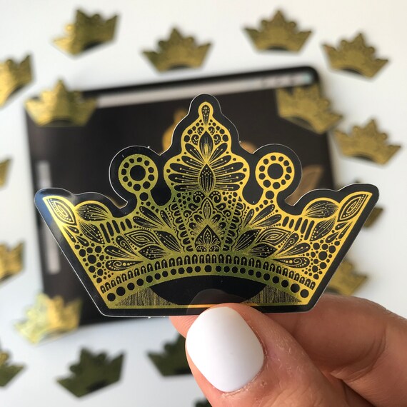 Zentangle Golden Crown Waterproof Sticker - Etsy