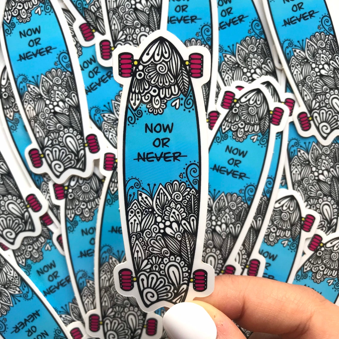 Zentangle Skateboard waterproof stickers skateboarding | Etsy