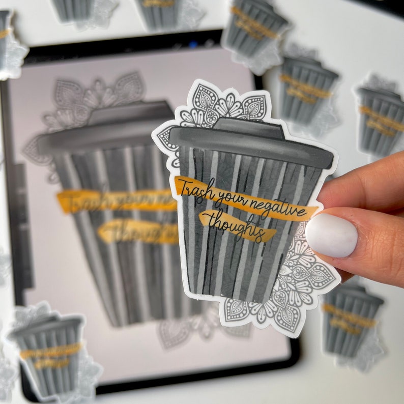 Trash Your Negative Thoughts Zentangle Sticker Waterproof - Etsy