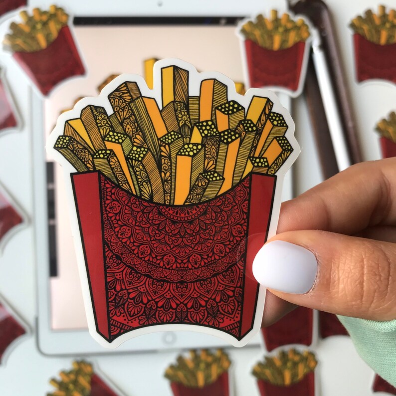 Mandala Fries Waterproof Stickers French Fries Waterproof | Etsy