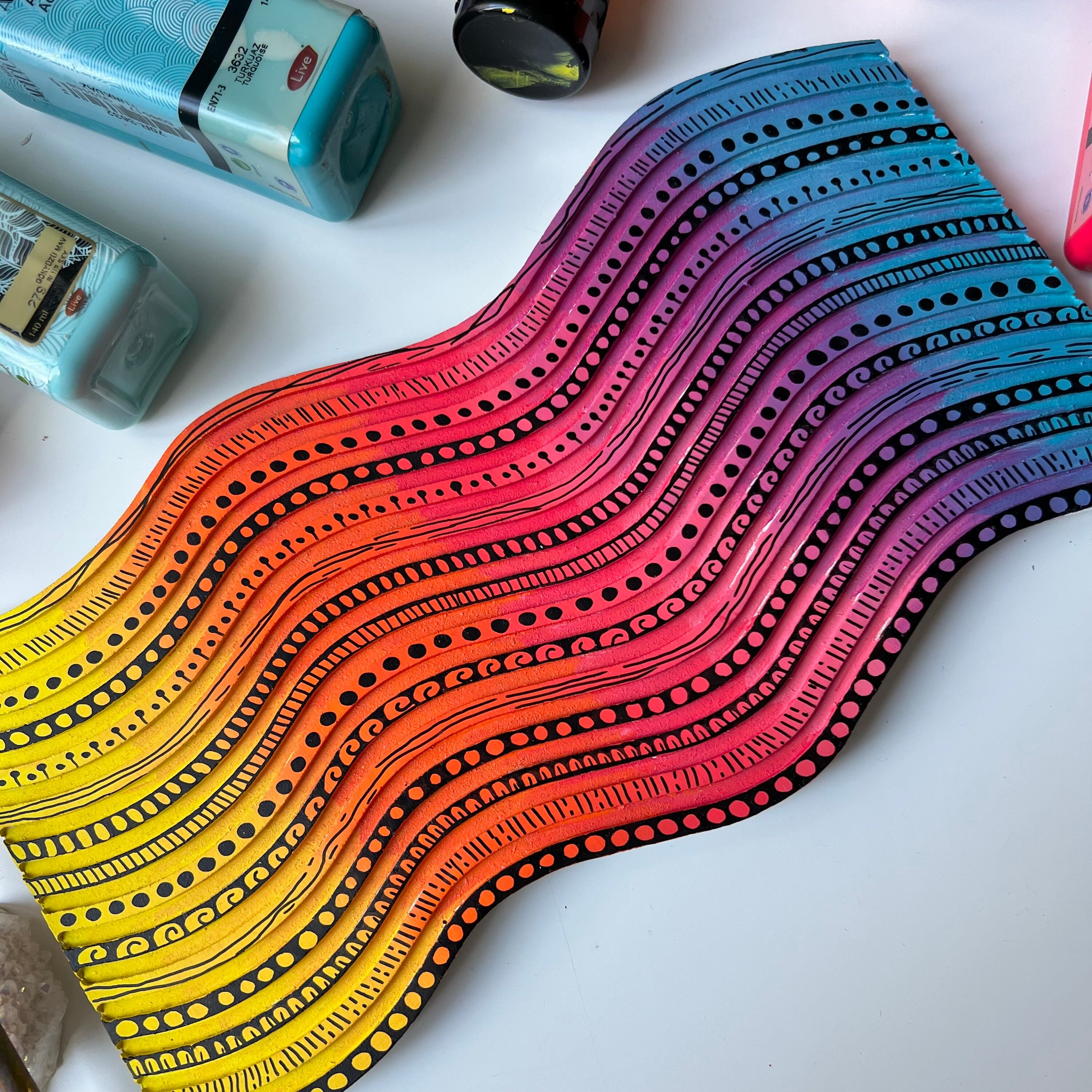 Zentangle Wavy Rainbow Wooden Piece - Etsy