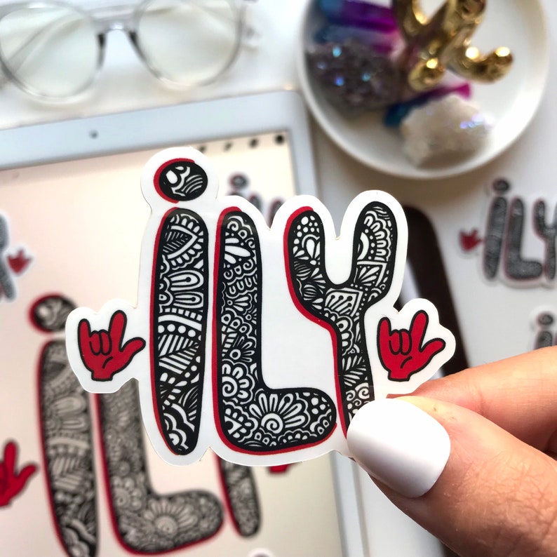 I Love You Zentangle Stickers - Ily Stickers - Waterproof Sticker ...