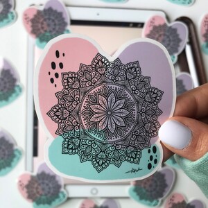 Abstract Mandala Waterproof Sticker- Pastel Mandala Waterproof Sticker ...