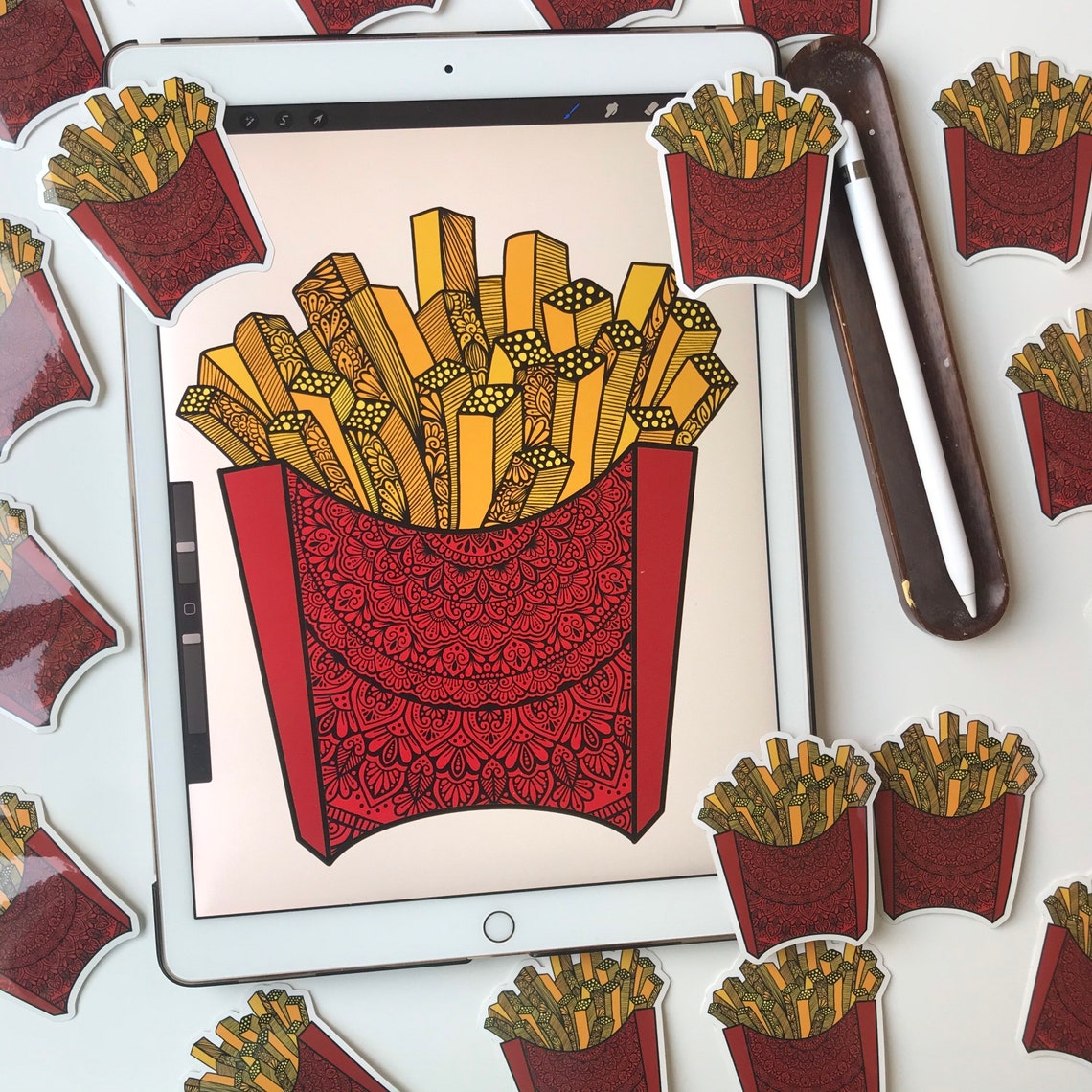 Mandala Fries Waterproof Stickers French Fries Waterproof - Etsy