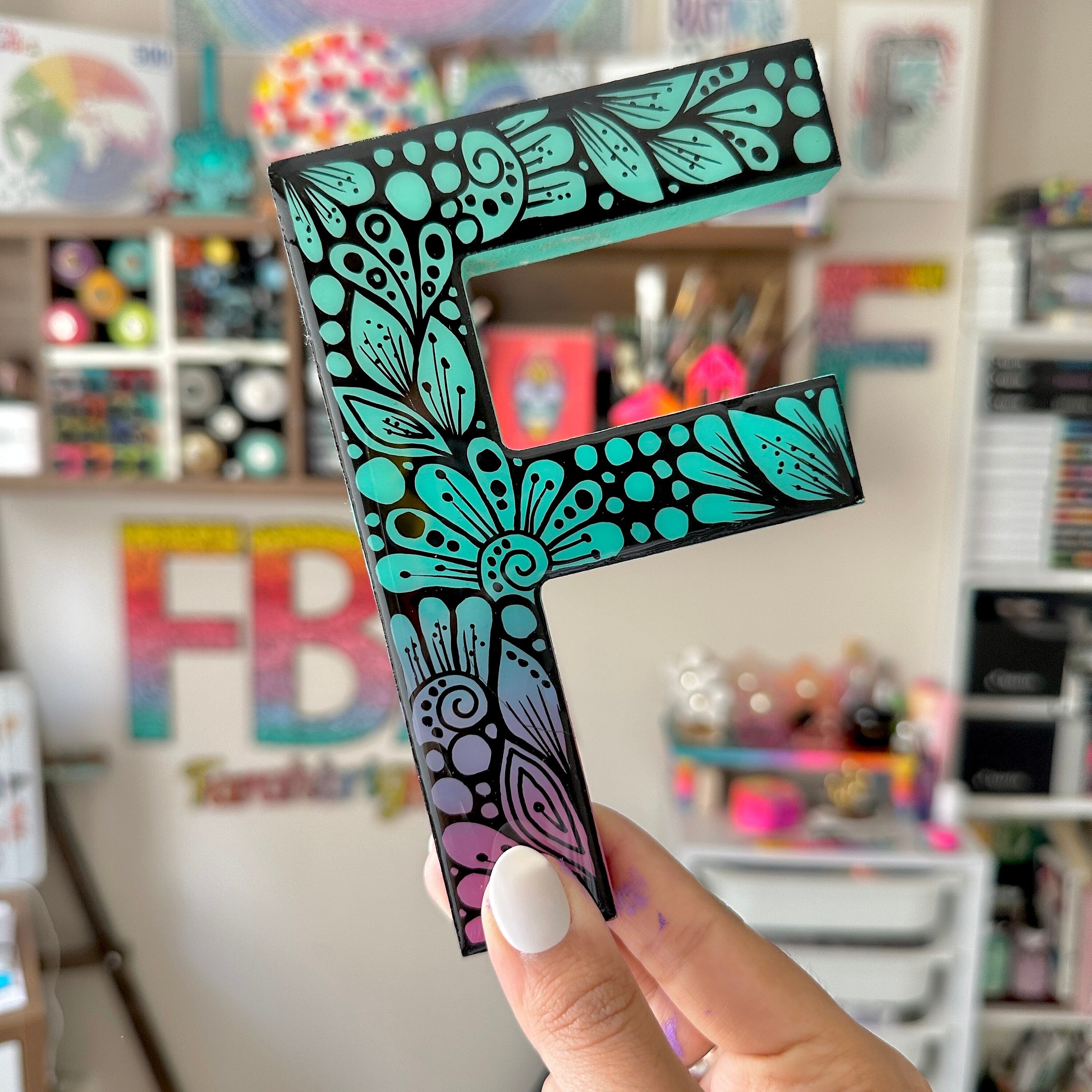 Zentangle F Letter and a Coaster - Etsy