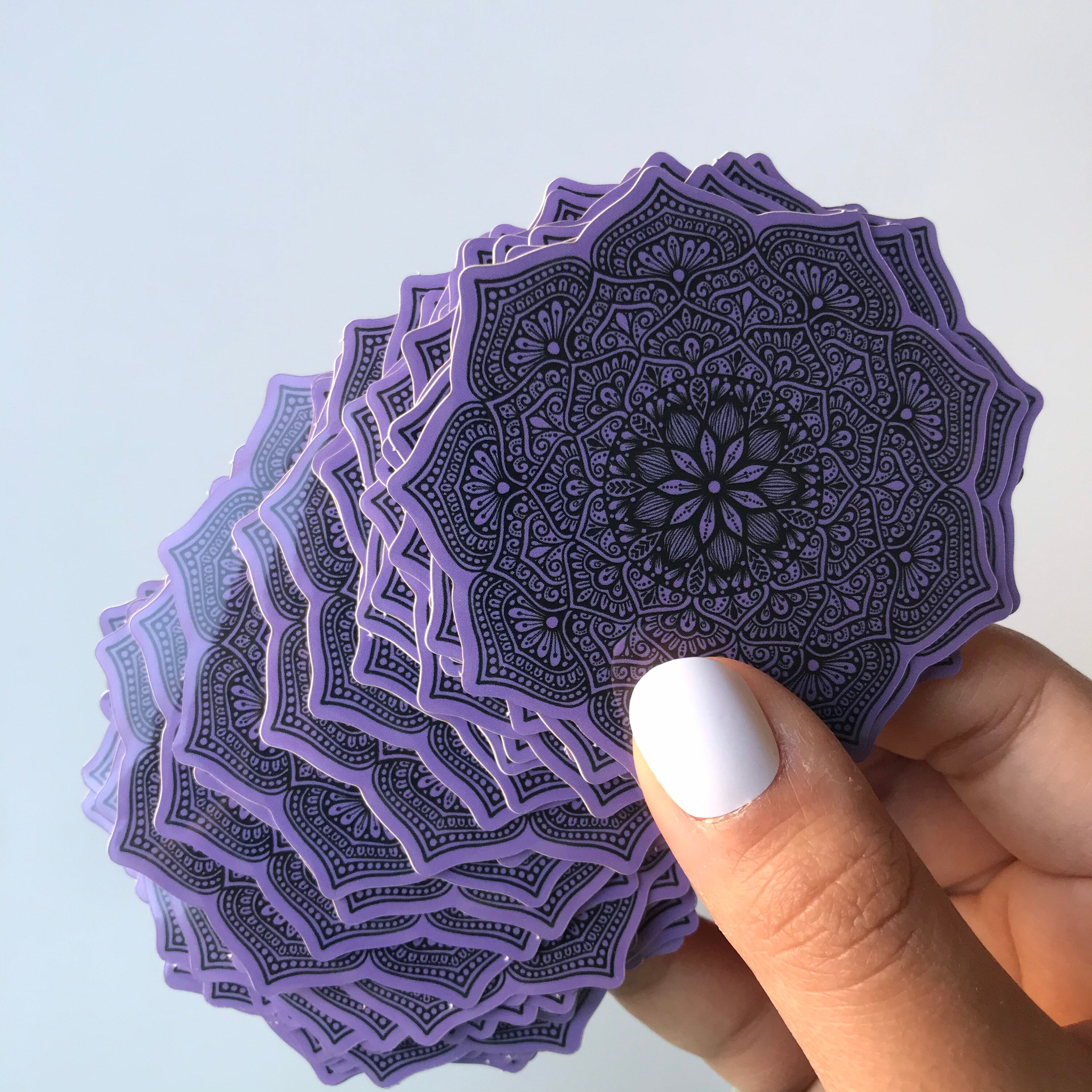 Purple mandala waterproof sticker | Etsy