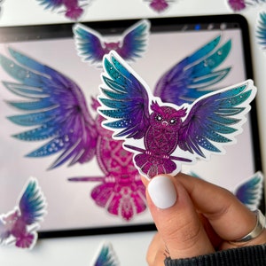 Flying Owl Zentangle Stickers - Waterproof Sticker - Etsy