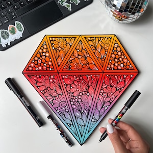 Zentangle Rainbow Diamond - Etsy
