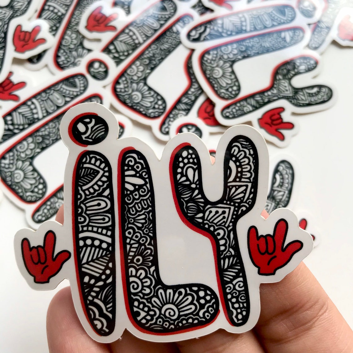 I Love You Zentangle Stickers - Ily Stickers - Waterproof Sticker ...