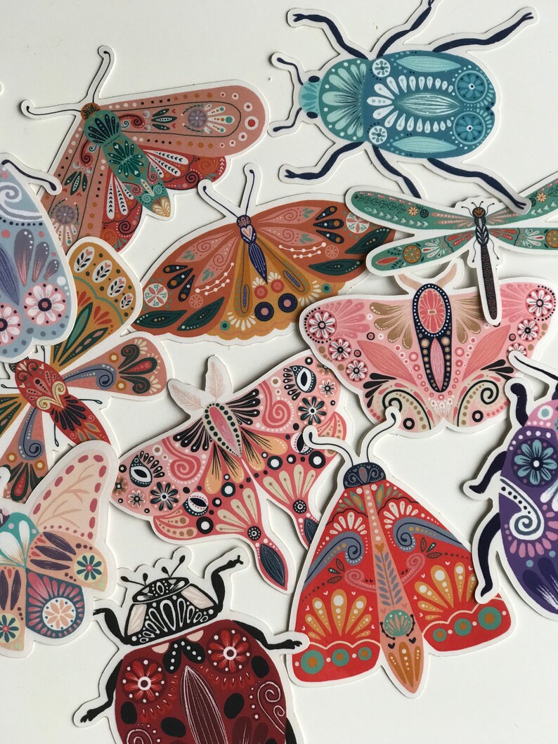 Cute Insect Waterproof Sticker Pack of 12 - Etsy