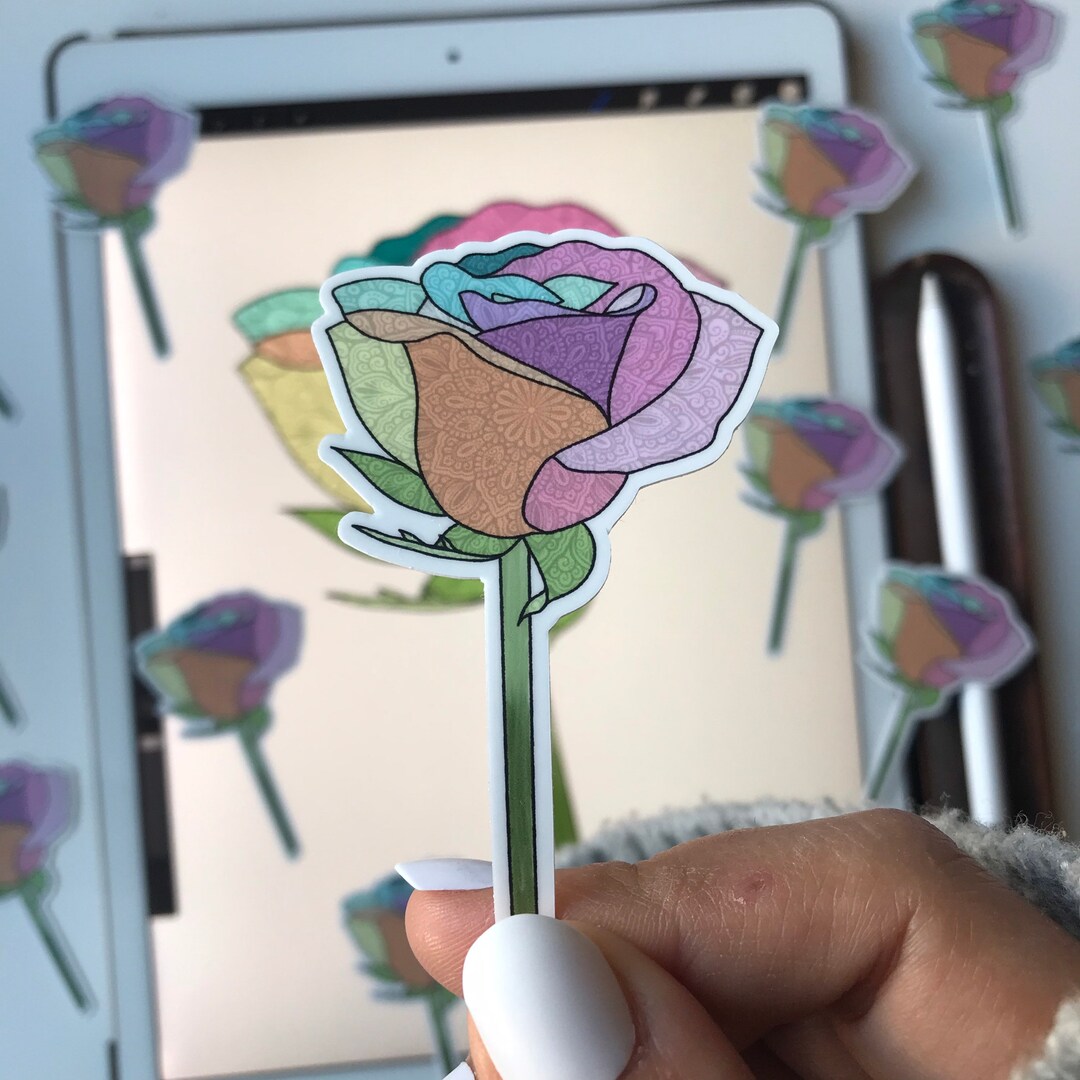 Mandala Pastel Rose Waterproof Stickers - Pastel Rose Stickers ...