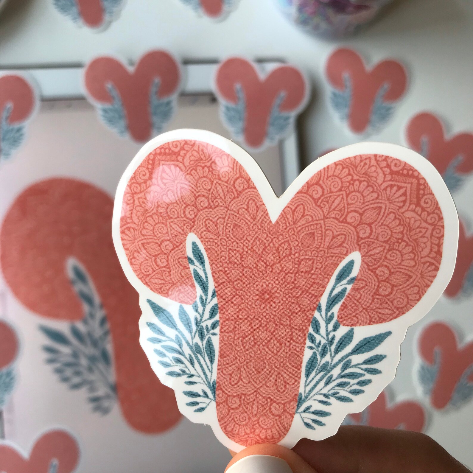 Aries Mandala Waterproof Stickers - Etsy