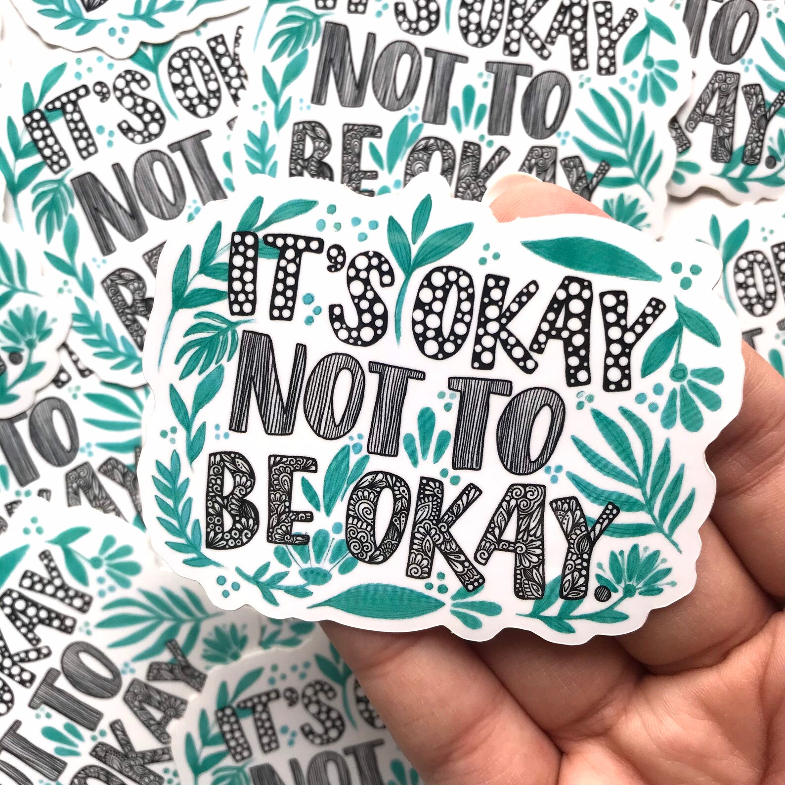 Its okay not to be okay sticker zentangle quote sticker | Etsy