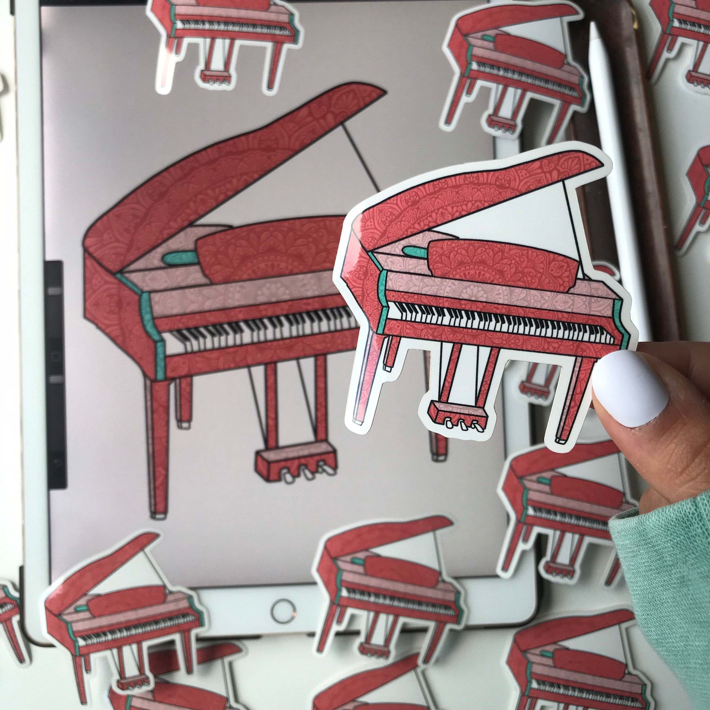 Mandala Piano Waterproof Sticker Piano Stickers Mandala - Etsy