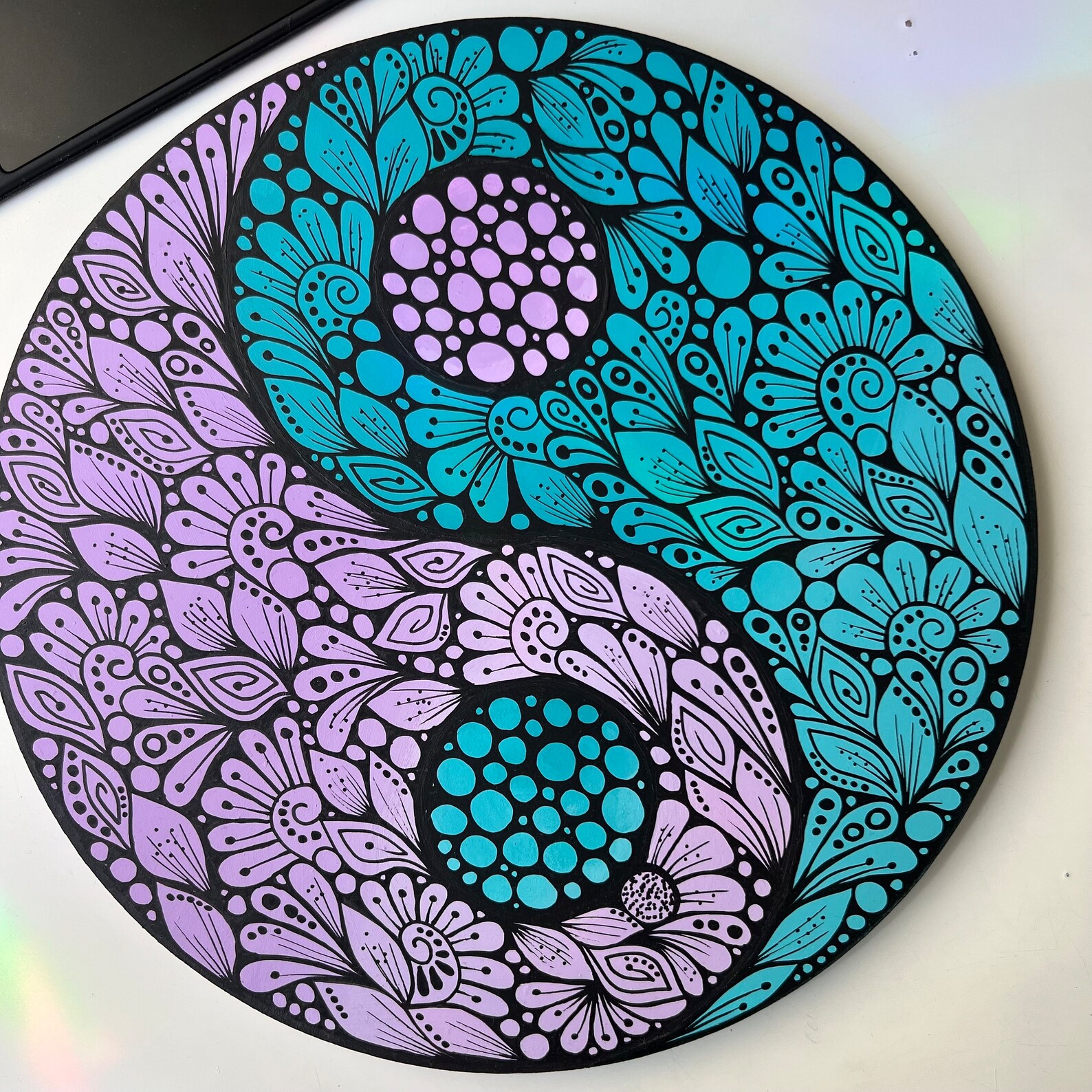 Zentangle Yin Yang Wall Decor - Etsy