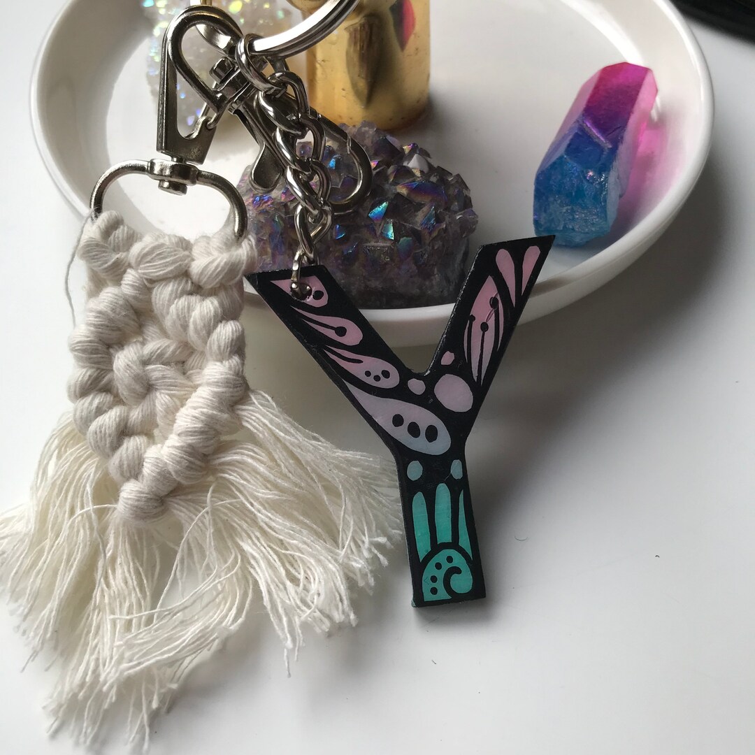 Zentangle Y Wooden Keychain Letter - Etsy