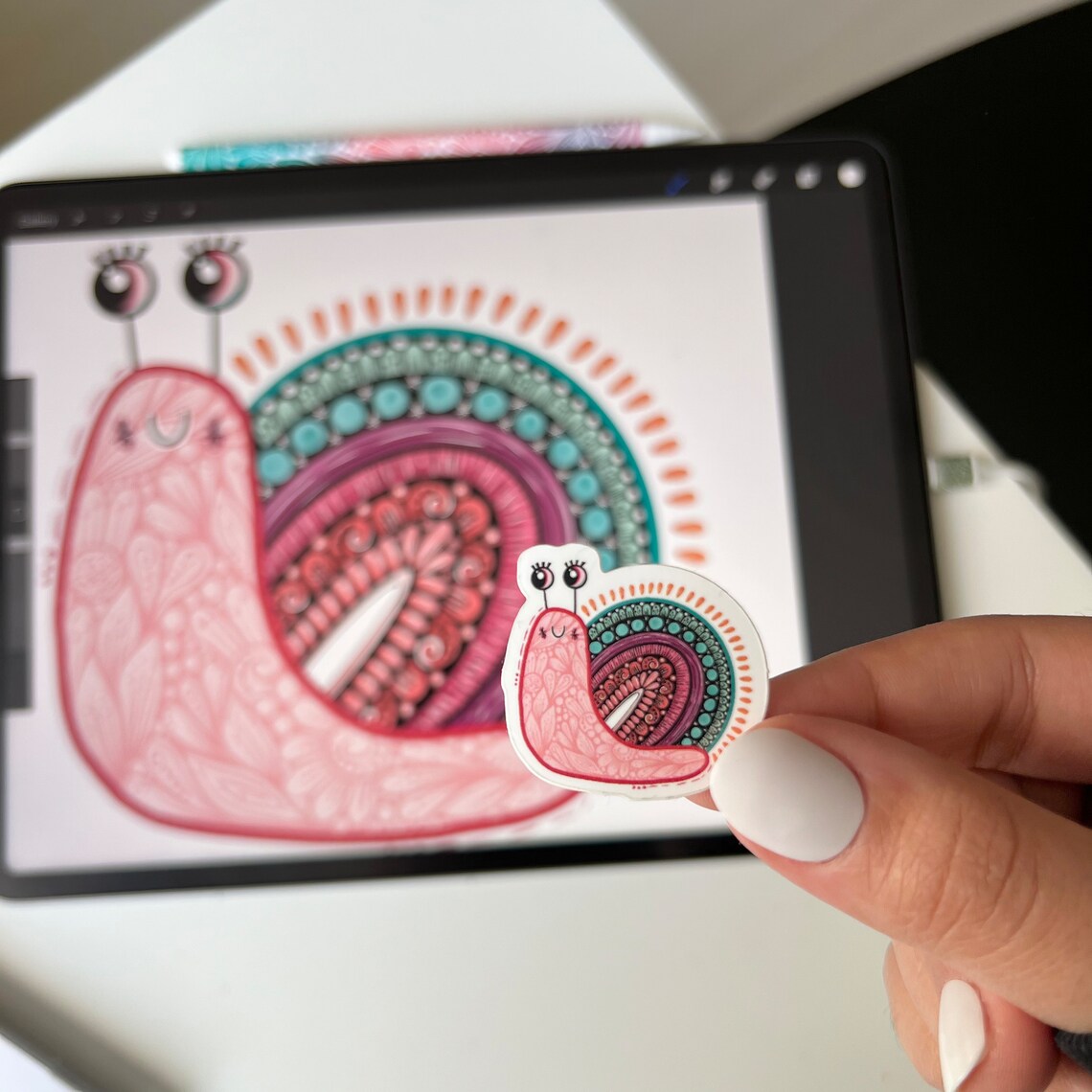 Mini Snail Zentangle Sticker - Waterproof Vinyl Decal - Etsy