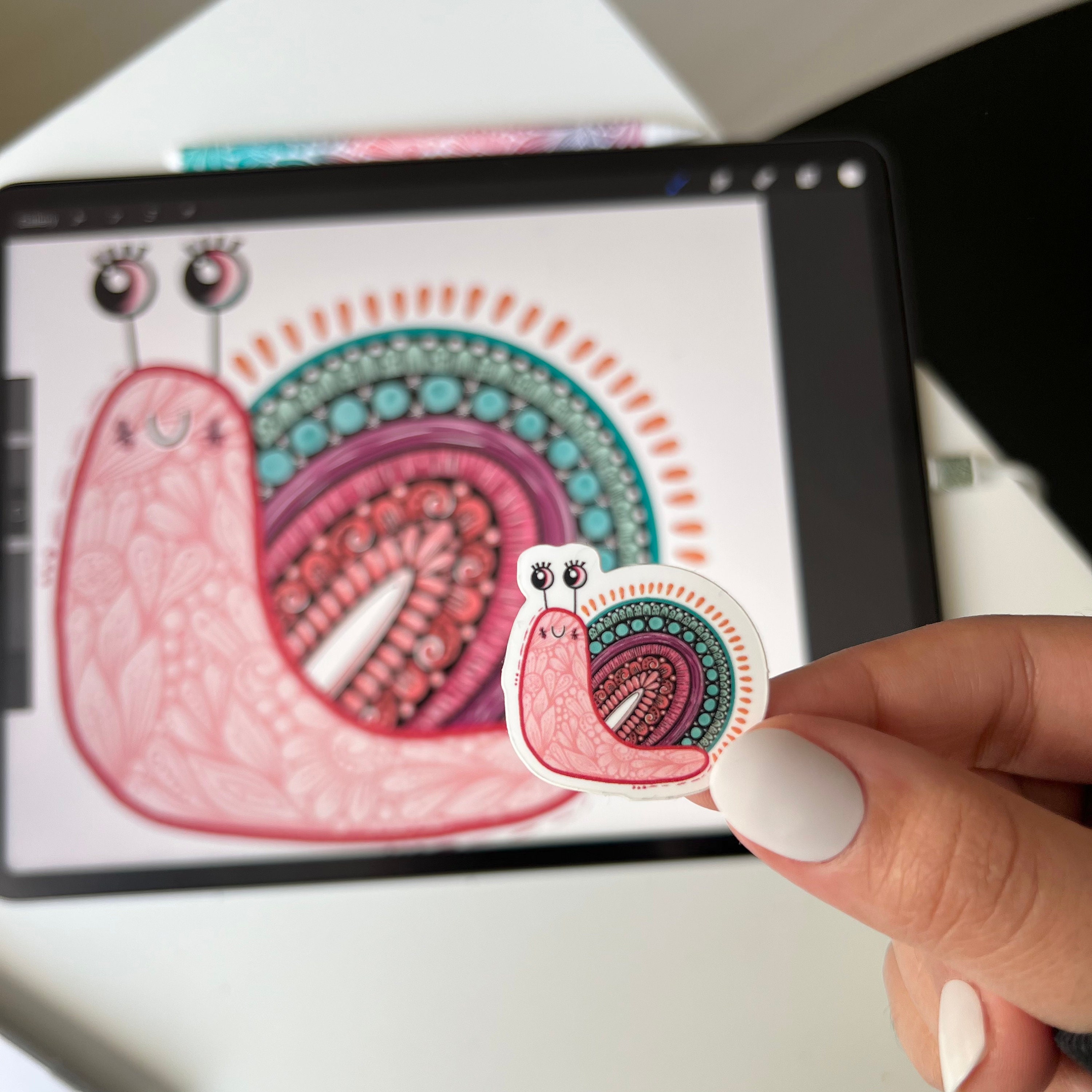 Mini Snail Zentangle Sticker - Waterproof Vinyl Decal - Etsy