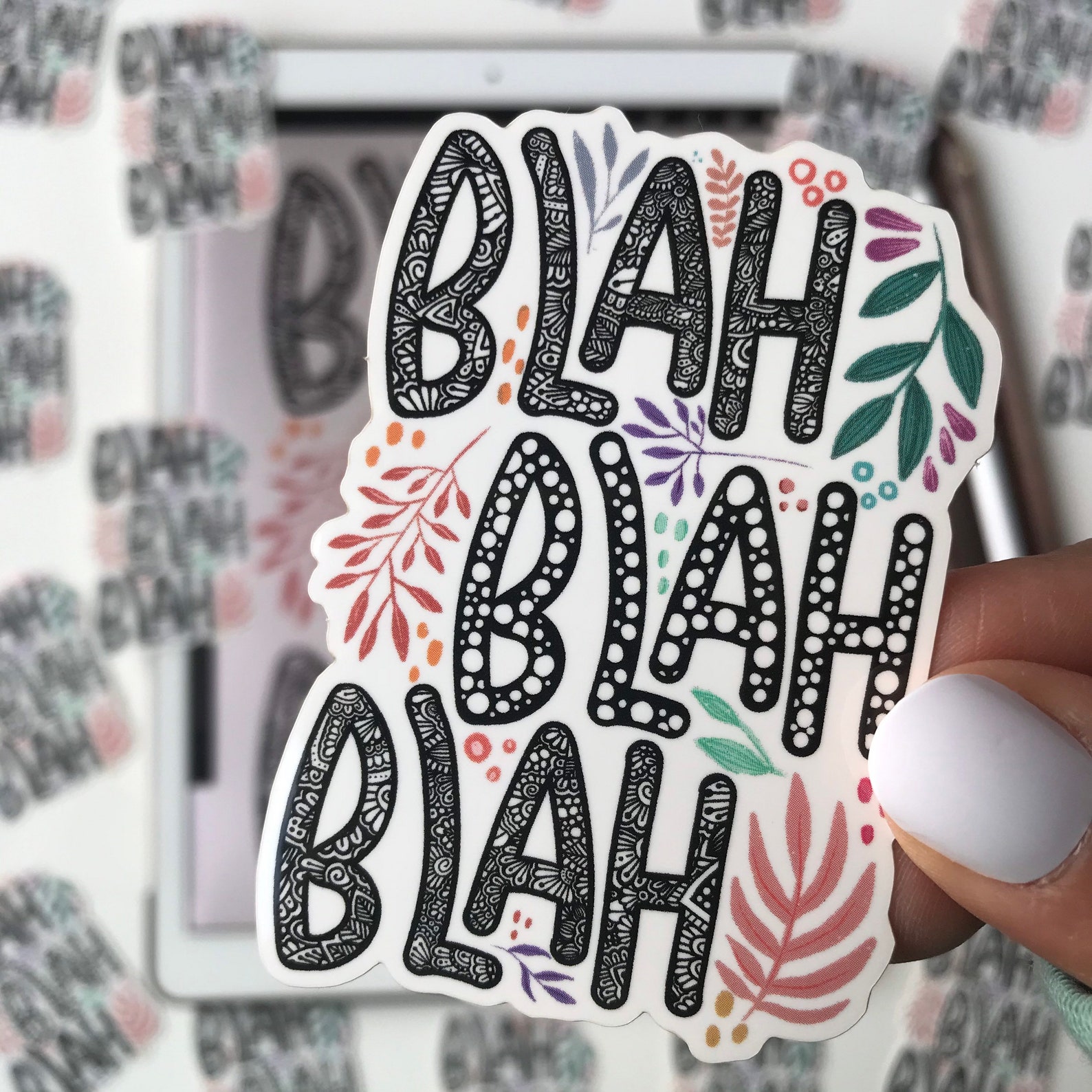 Blah Blah Blah Zentangle Waterproof Stickers Words Stickers | Etsy
