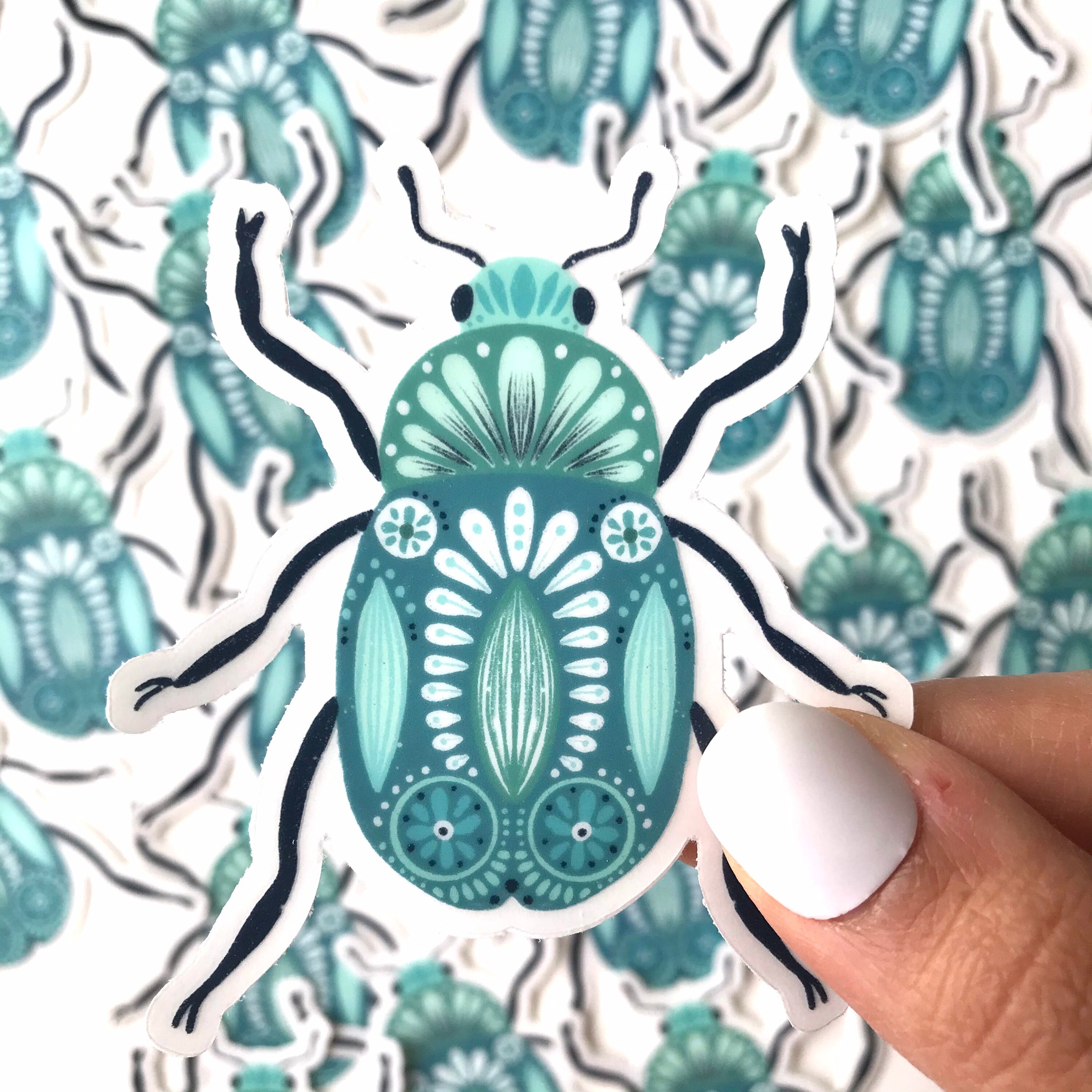 Matte transparent Cute blue bug sticker waterproof sticker | Etsy