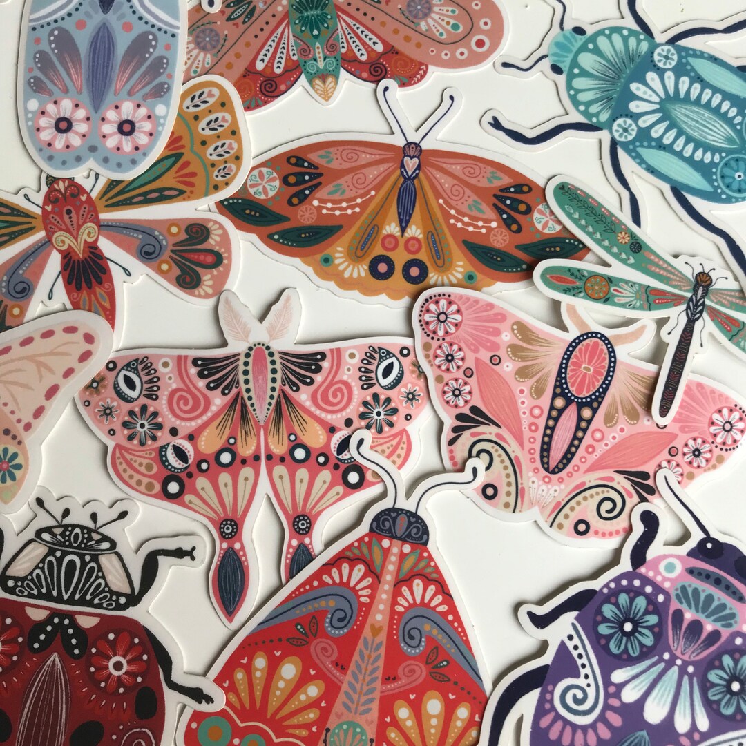 Cute Insect Waterproof Sticker Pack of 12 - Etsy