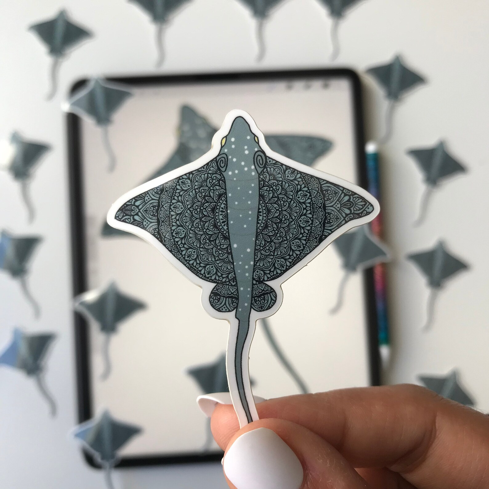Zentangle Stingray Waterproof Sticker - Etsy