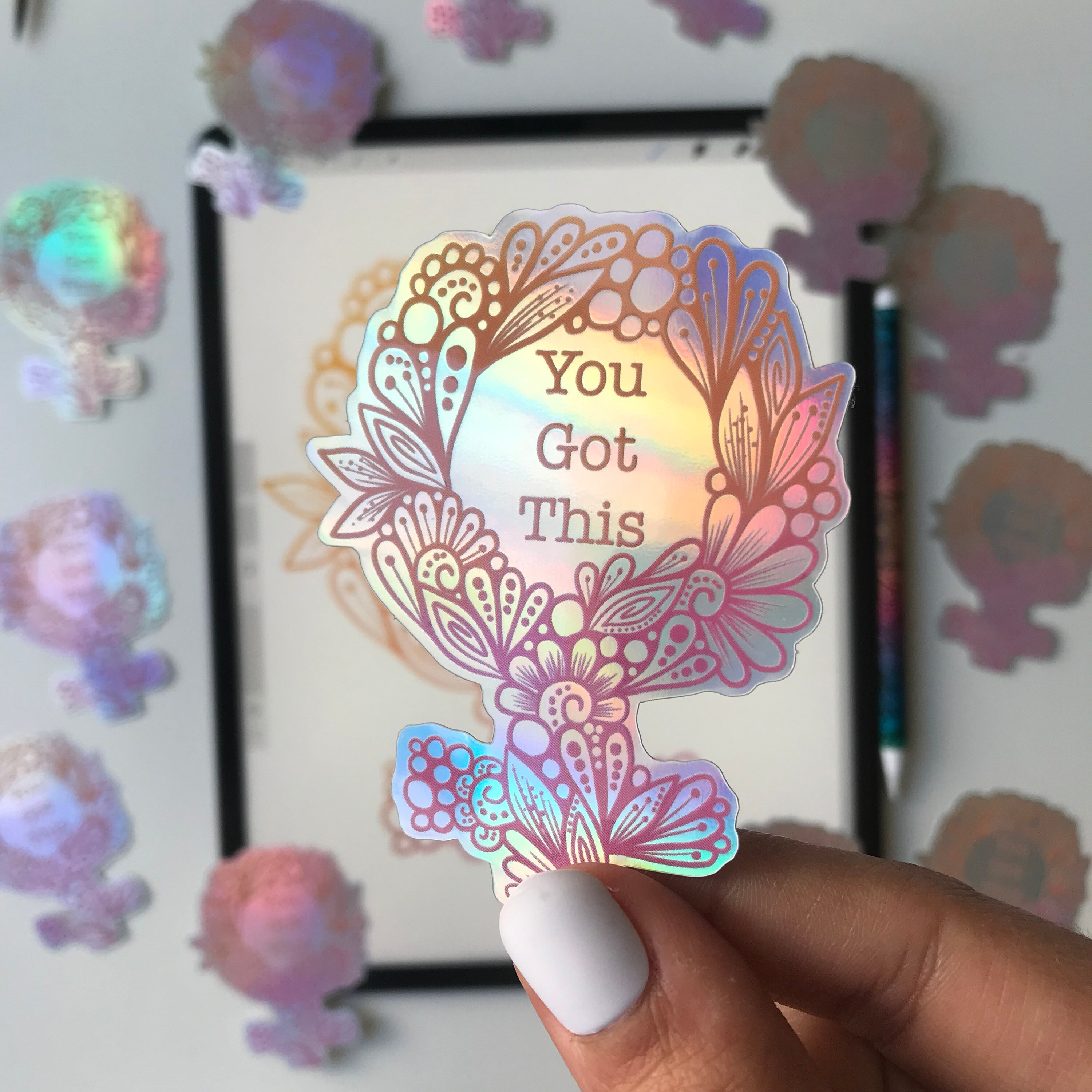 Zentangle Female Symbol Holographic Sticker Female Sticker - Etsy