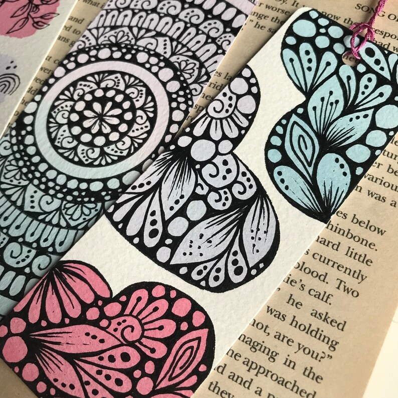 Mandala and Zentangle Bookmark Set of 3 - Etsy