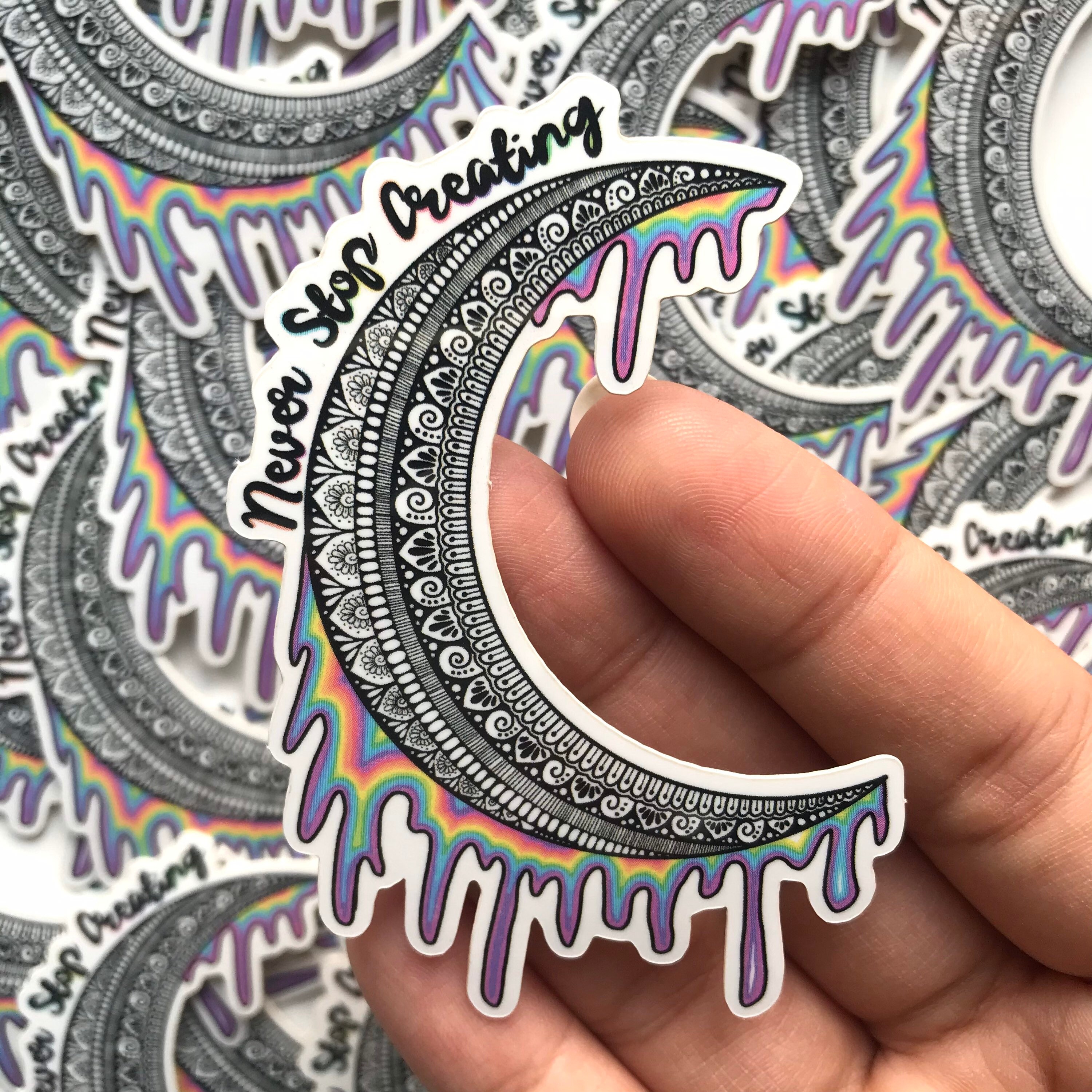 Never Stop Creating Zentangle Moon Sticker Moon Sticker | Etsy