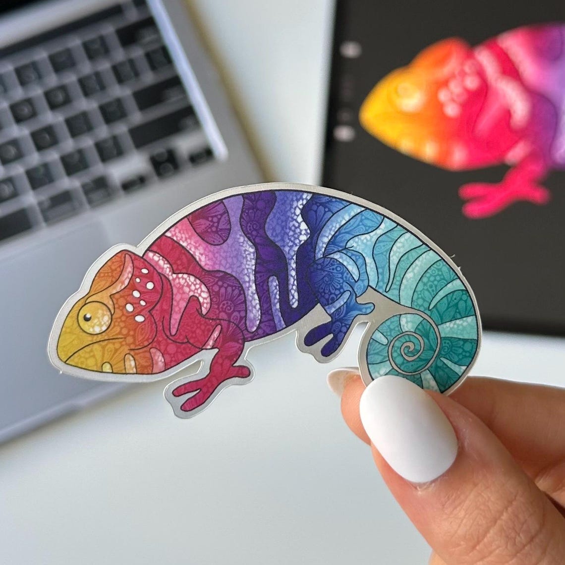 Chameleon Zentangle Sticker - Etsy