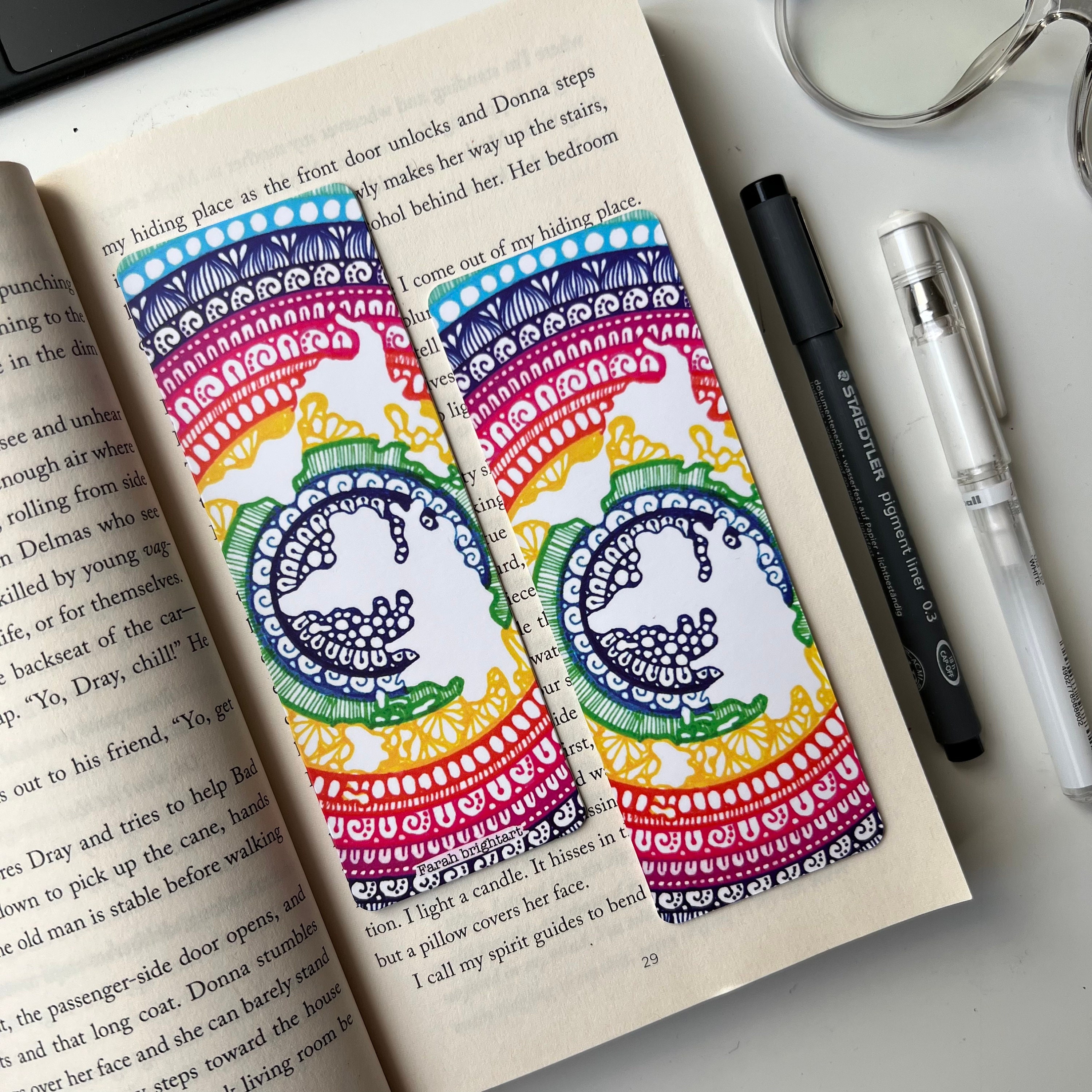 Rainbow Mandala World Map Bookmark - World Map Bookmark - 2 Side ...