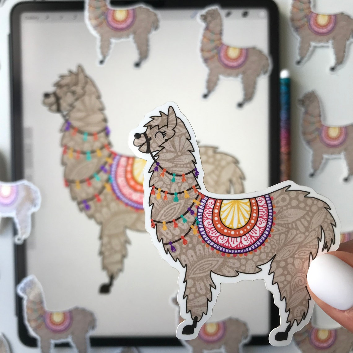Zentangle Lama Waterproof Sticker Lama Sticker - Etsy