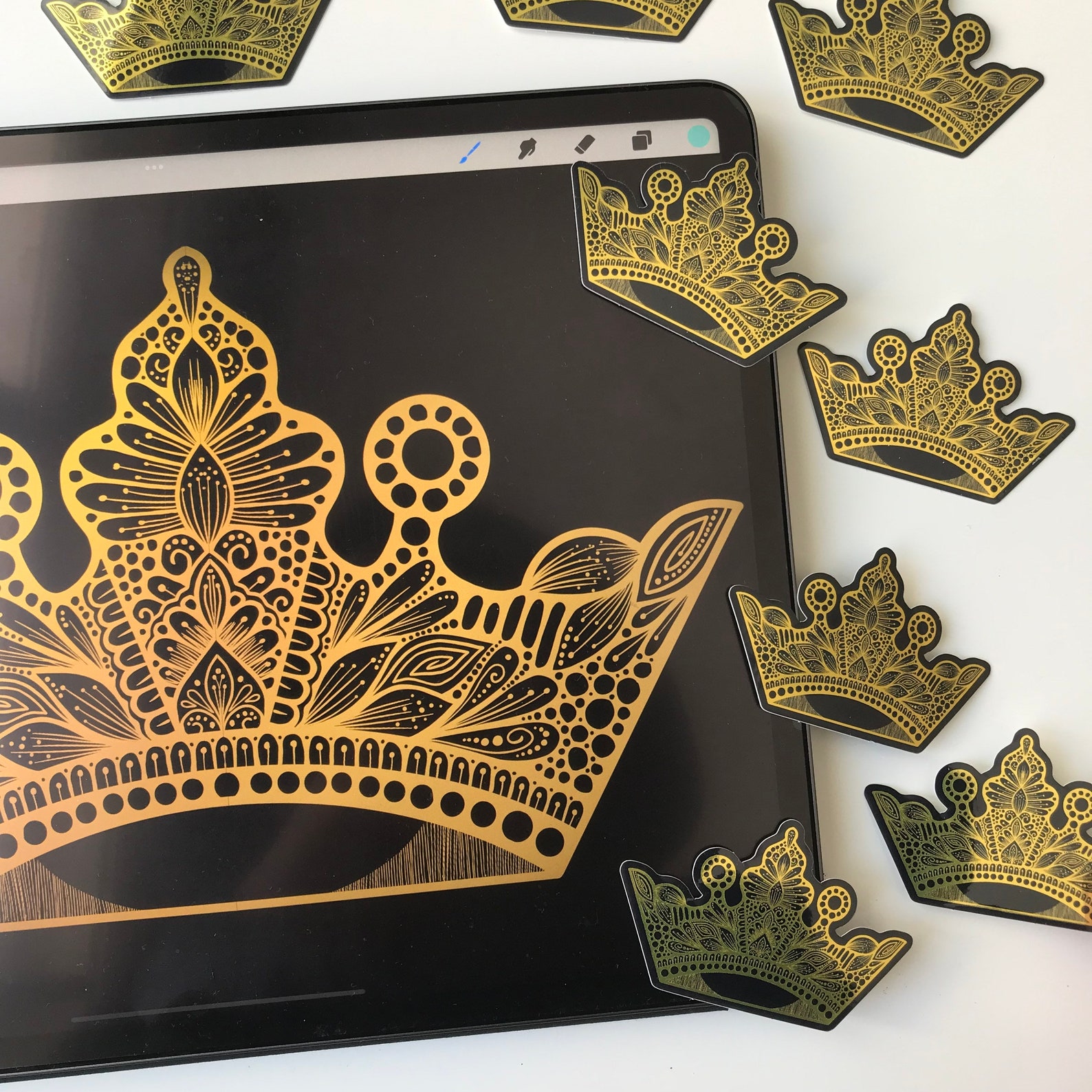 Zentangle Golden Crown Waterproof Sticker - Etsy
