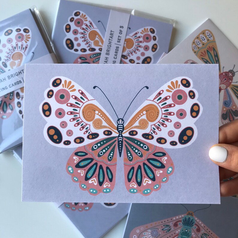 Moth Greeting Card Set of 5 - Etsy