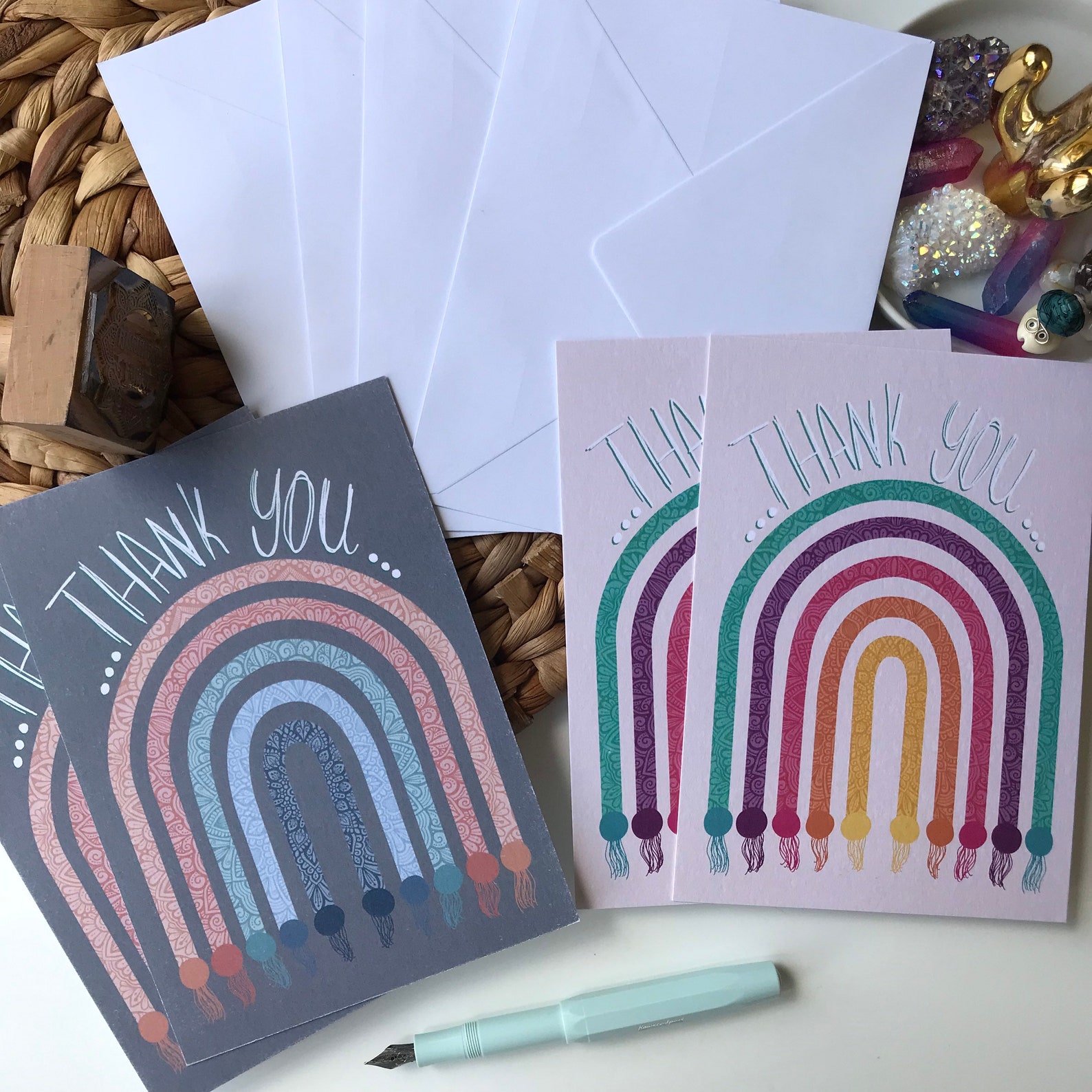 Rainbow Thank You Card - Etsy