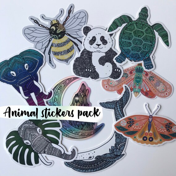 9 Animal Stickers Pack Waterproof Stickers Pack Stickers | Etsy