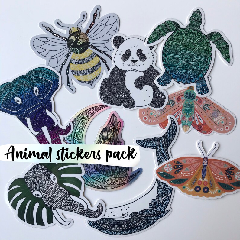 9 Animal Stickers Pack Waterproof Stickers Pack Stickers | Etsy