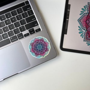 Holographic Colorful Mandala Sticker - Waterproof Stickers - Etsy