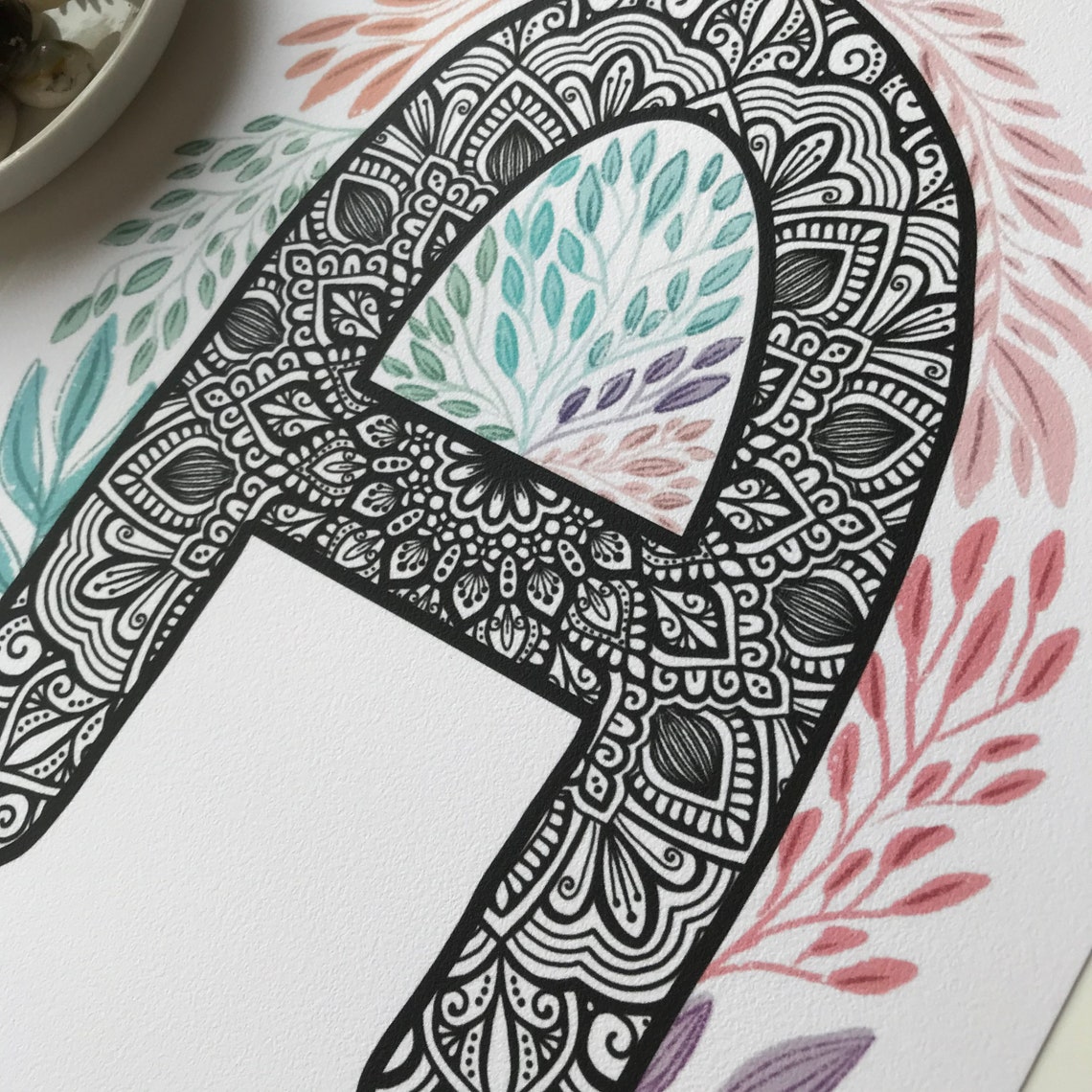 Mandala A Letter With Plant Doodle | Etsy