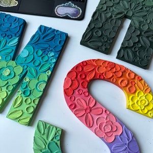 Custom Floral Textured Wooden Letter - Etsy
