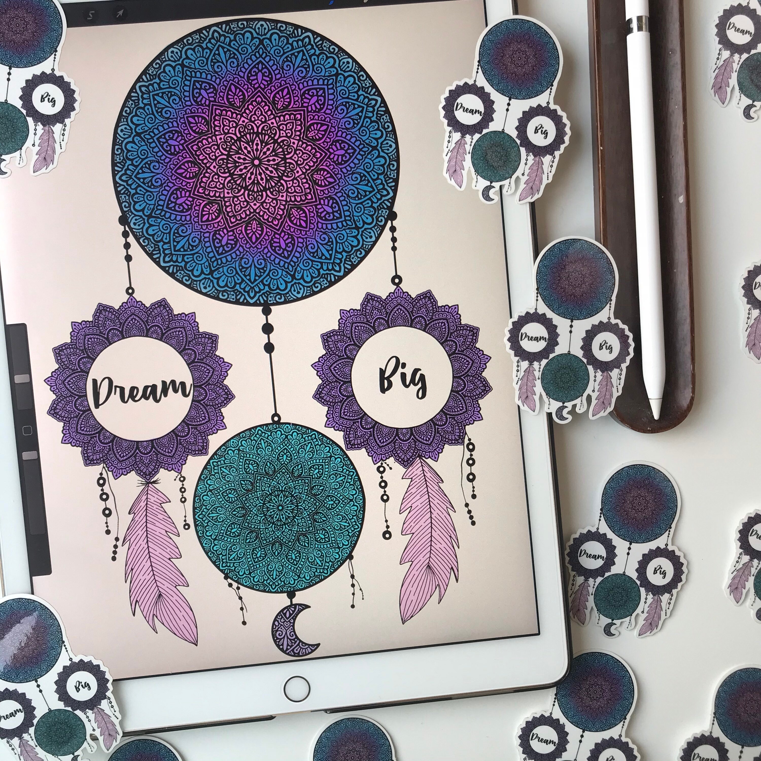 Dream Catcher Mandala Sticker- Dream Catcher Stickers- Water Stickers ...