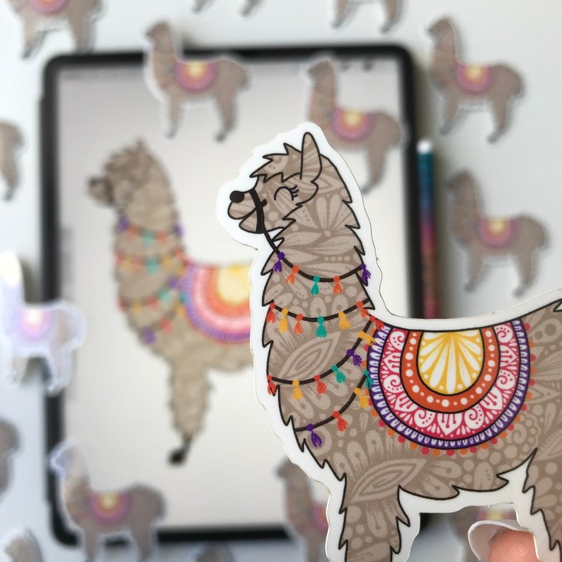 Zentangle Lama Waterproof Sticker Lama Sticker - Etsy