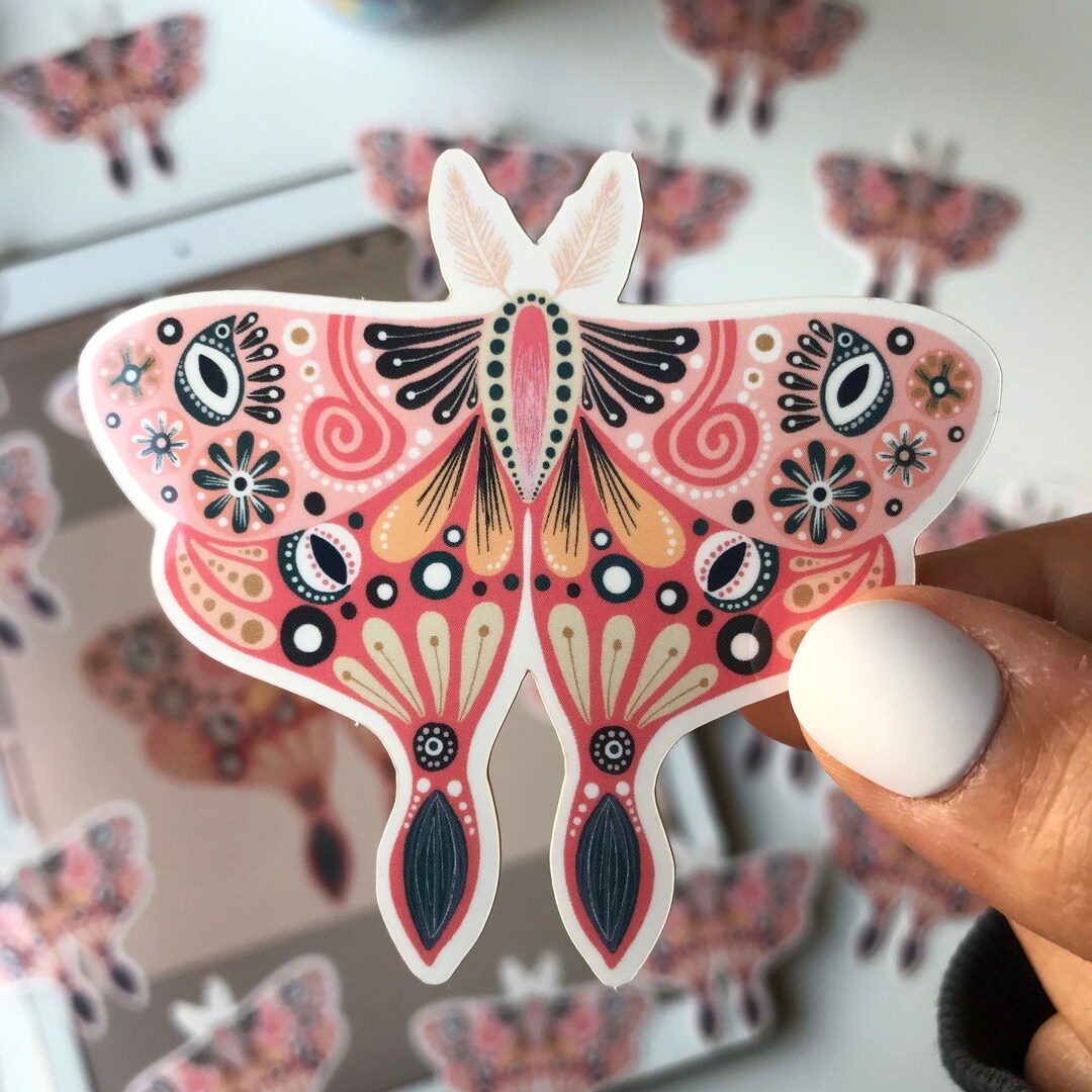 Cute Folk Moth Waterproof Sticker - Etsy UK