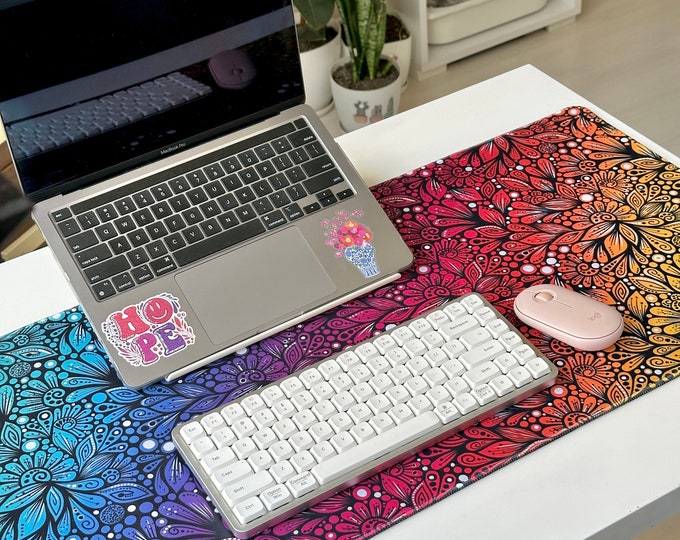 Rainbow Zentangle Desk Pad Colorfull Desk Pads - Etsy