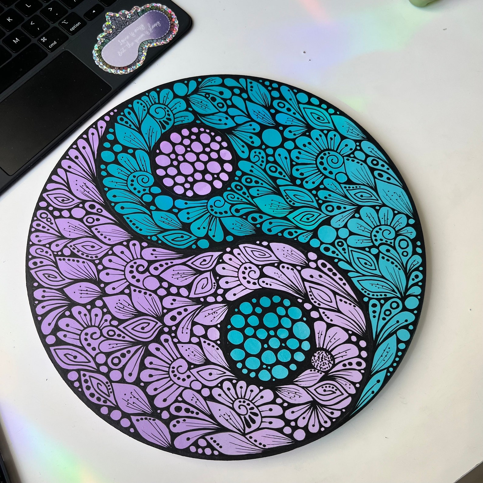 Zentangle Yin Yang Wall Decor - Etsy